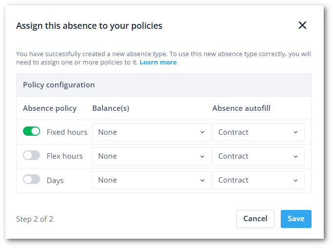 Managing absence types